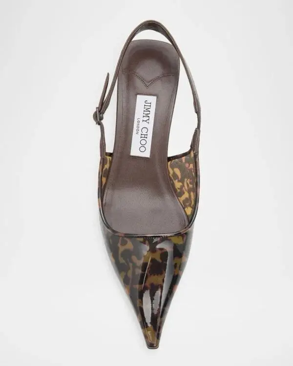 JIMMY CHOO Amel 50mm Tortoiseshell Tpu & Leather Slingback Pumps