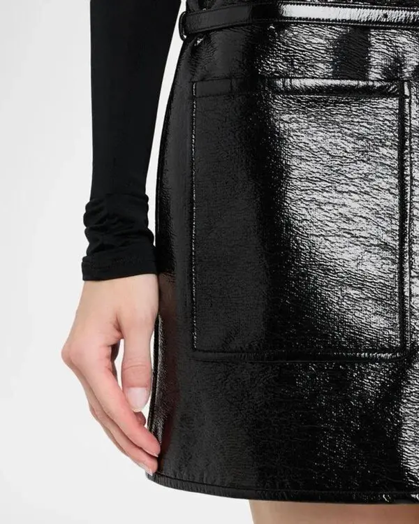 COURREGES Two Pockets Vinyl Mini Skirt With Belt