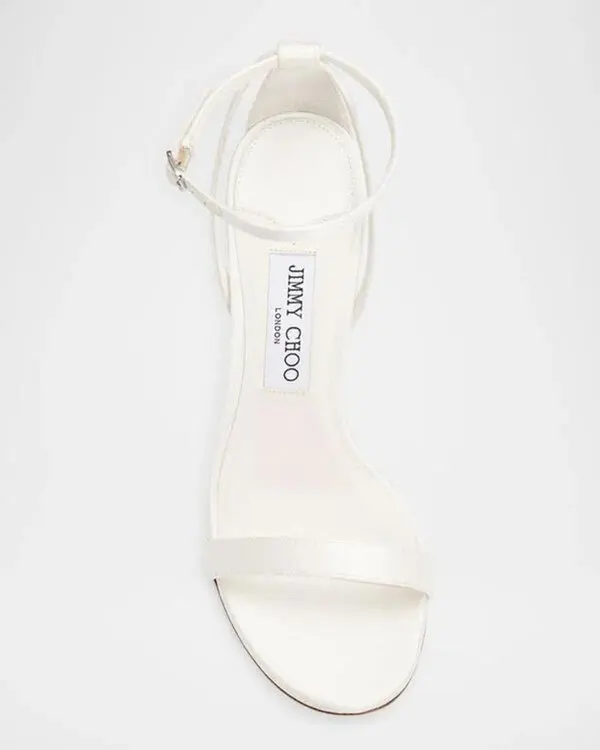 JIMMY CHOO Moza 100mm Satin Sandals With Crystal-embellished Buckle