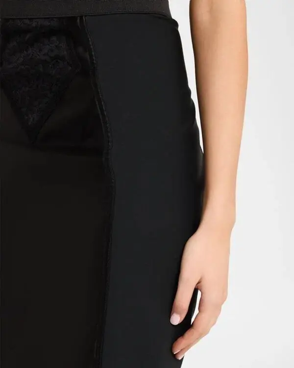 Dolce & Gabbana Lace Satin Paneled Pencil Skirt