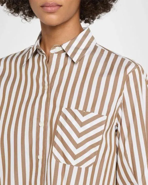 Rag & Bone Lucia Striped Cotton Poplin Shirt - Brwst