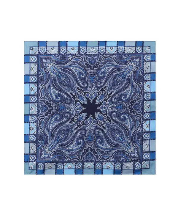 Etro Paisley Silk Square Scarf - Blue Base