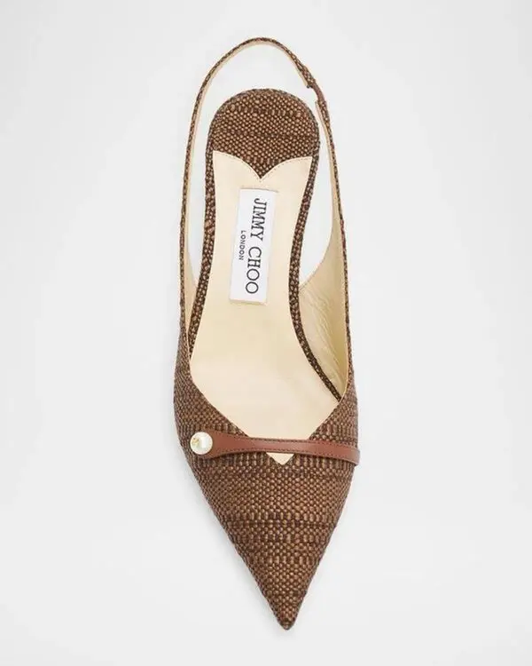 JIMMY CHOO Amita 45mm Raffia Slingback Pumps