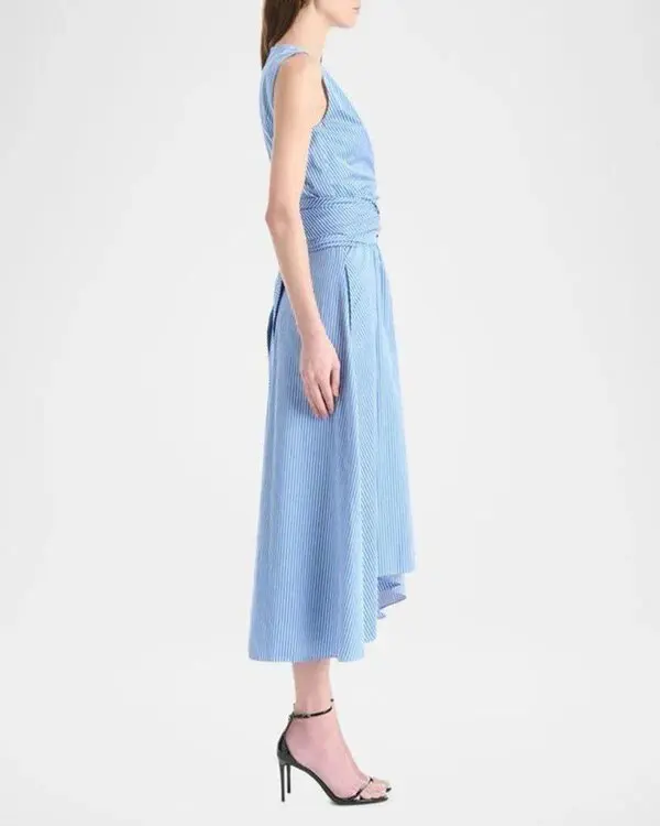 Altuzarra Penny Striped Crossover Draped Midi Dress