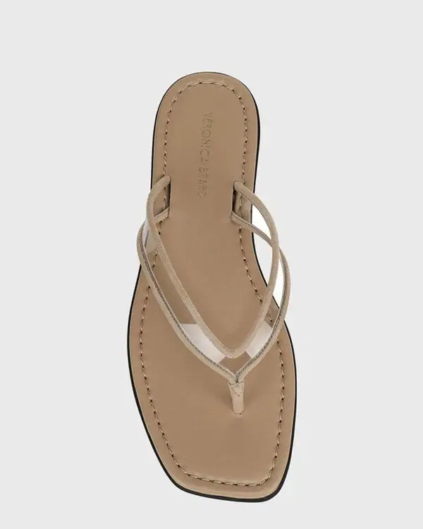 Veronica Beard Clea Suede-trimmed Jelly Thong Sandals - Clear/sand