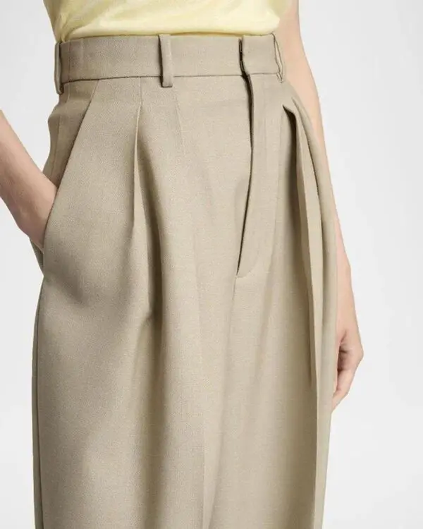 Saint Laurent Pleated Wool-silk Canvas Wide-leg Pants
