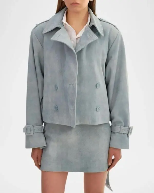 LAMARQUE Dhana Suede Cropped Trench Coat
