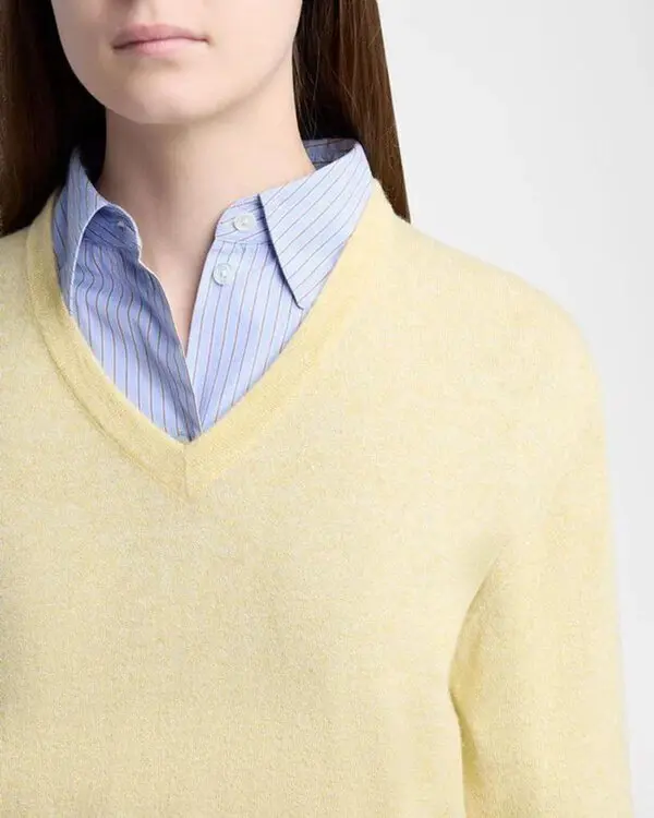 THE ROW Nian Cashmere V-neck Sweater - Pale Yellow