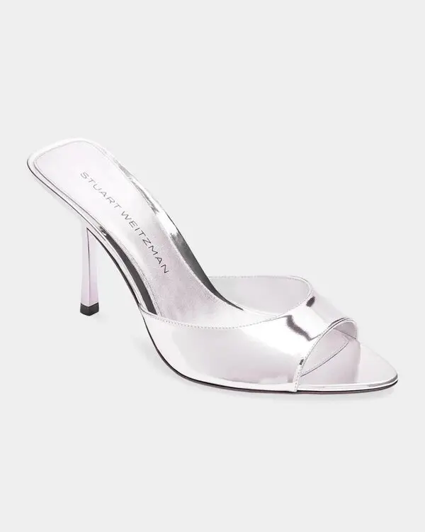 STUART WEITZMAN 85mm Lexington Metallic Leather Mules