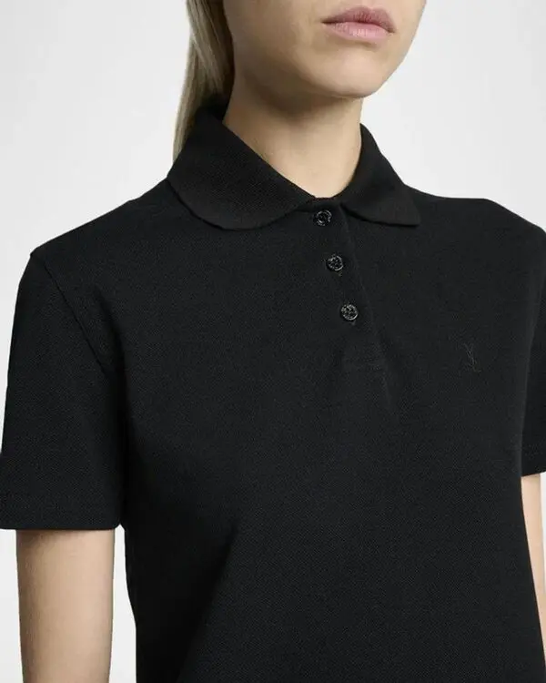 Saint Laurent Short-sleeve Cotton Pique Mini Polo Dress