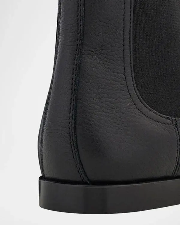 FERRAGAMO Apos;s Grained Leather Micro-gancio Chelsea Boots