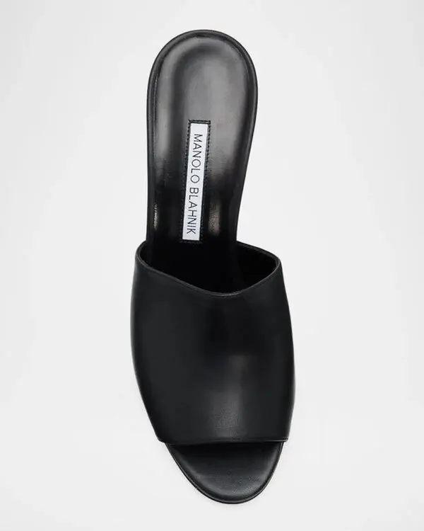 Manolo Blahnik 70mm Rapallabar Leather Mules