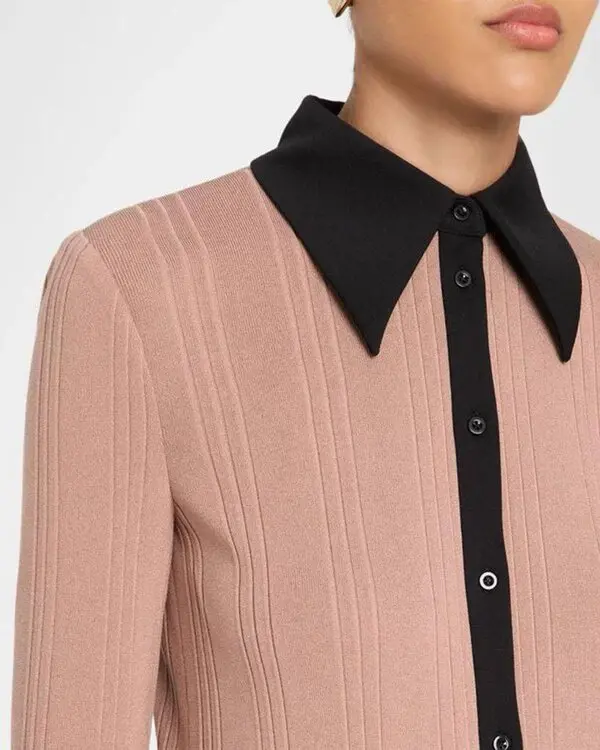 Misook Mixed Media Knit Shirt