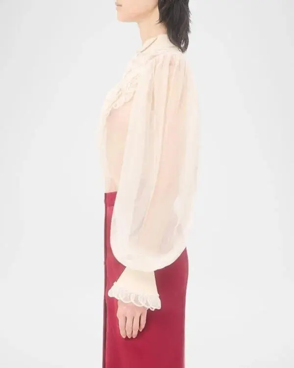 Valentino Garavani Embroidered Organza Bib Shirt