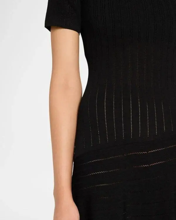 JASON WU Short Sleeve Pointelle Asymmetric Dress