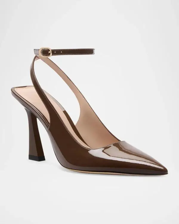 STUART WEITZMAN 85mm Vinnie Patent Leather Ankle-strap Pumps