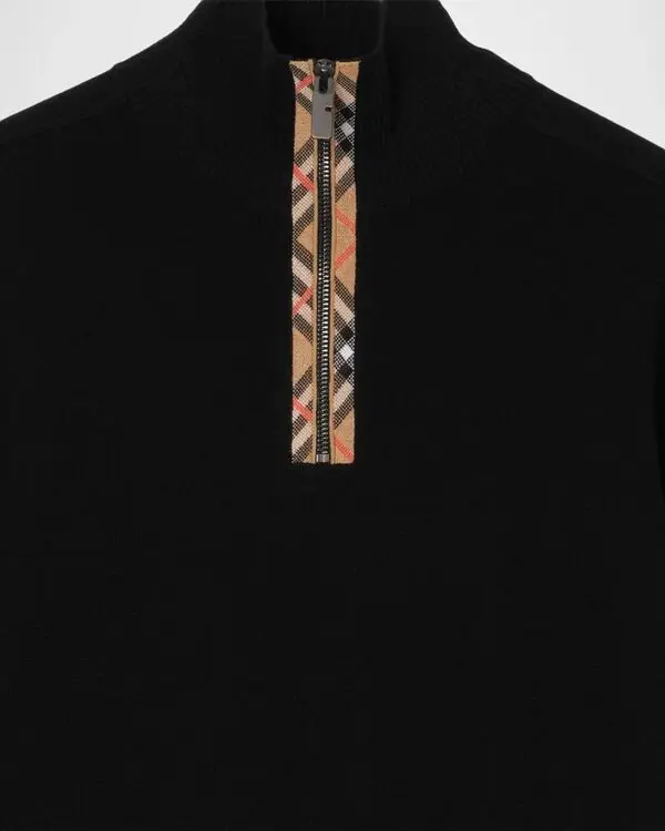Burberry Apos;s Check Trim Wool Half-zip Sweater