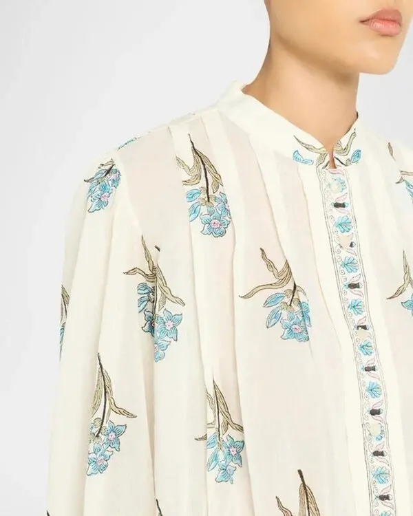 Alix Of Bohemia Ryland Cropped Floral Blouse - Off-white
