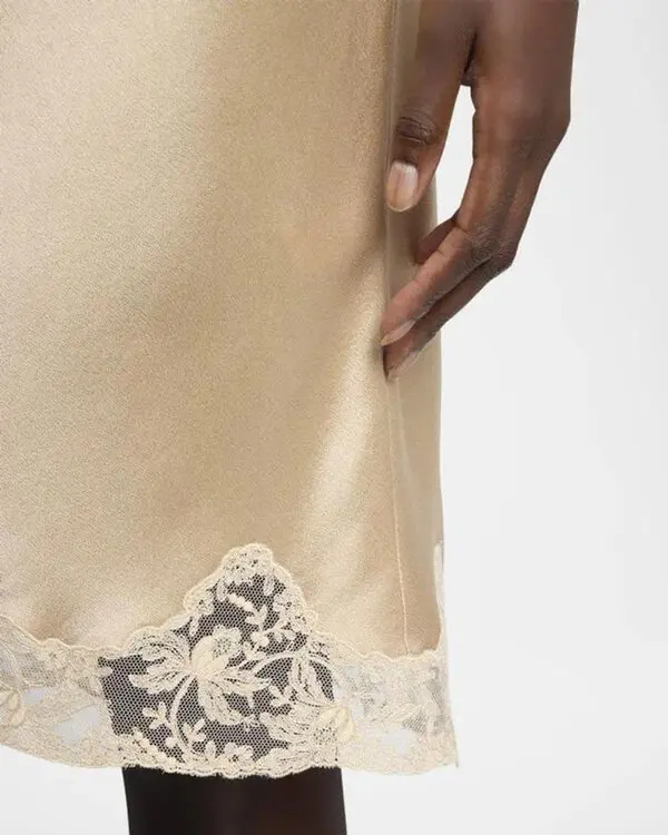 Saint Laurent Lace-trim Satin Knee-length Skirt