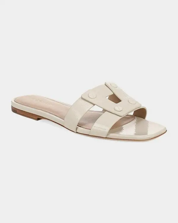Veronica Beard Via Patent Leather Flat Slide Sandals