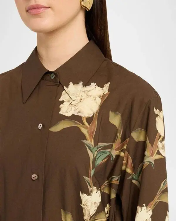 Vince Long-sleeve Placed Iris Cotton Shirtdress