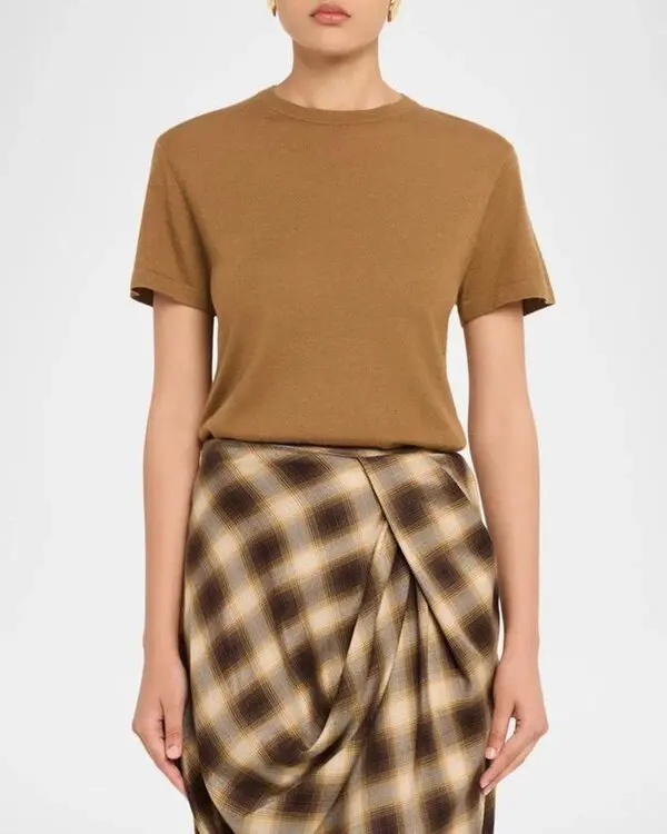 Co Short-sleeve Cashmere Knit Crewneck Shirt