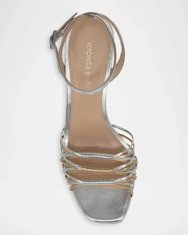 Veronica Beard 100mm Beverlee Metallic Leather Platform Sandals