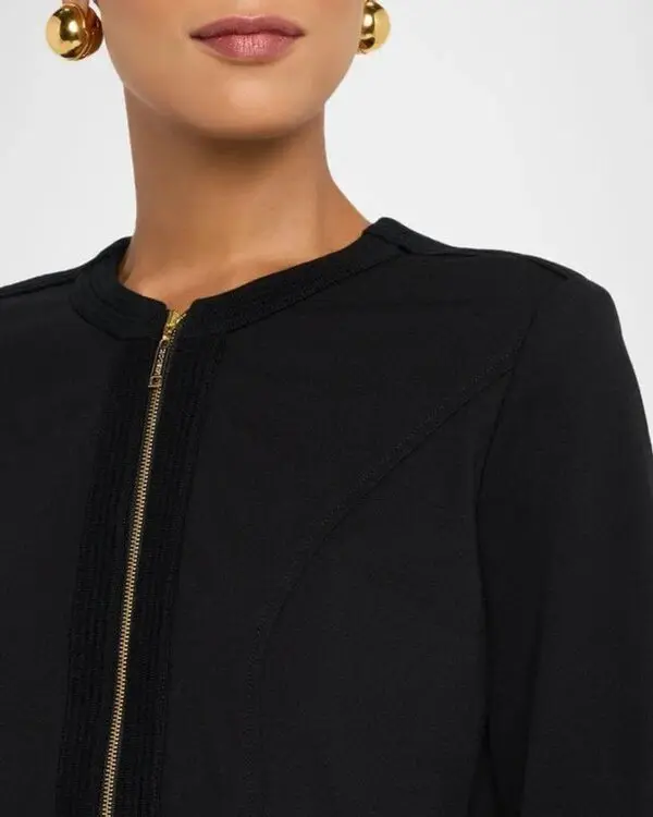 Misook Round Neck Cotton-blend Jacket