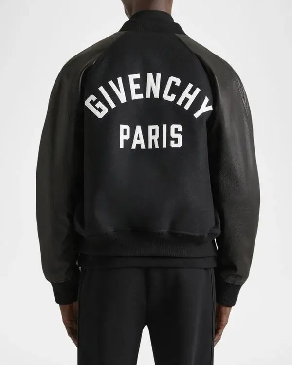 Givenchy Apos;s Mixed Material Wool And Leather Bomber Jacket