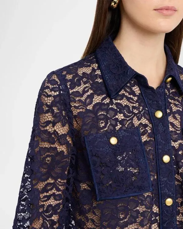 L & APOS;AGENCE Roelle Floral Lace Blouse