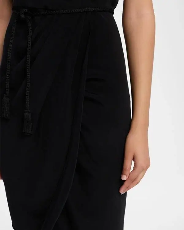 Giorgio Armani Belted Cap-sleeve Jersey Wrap Dress