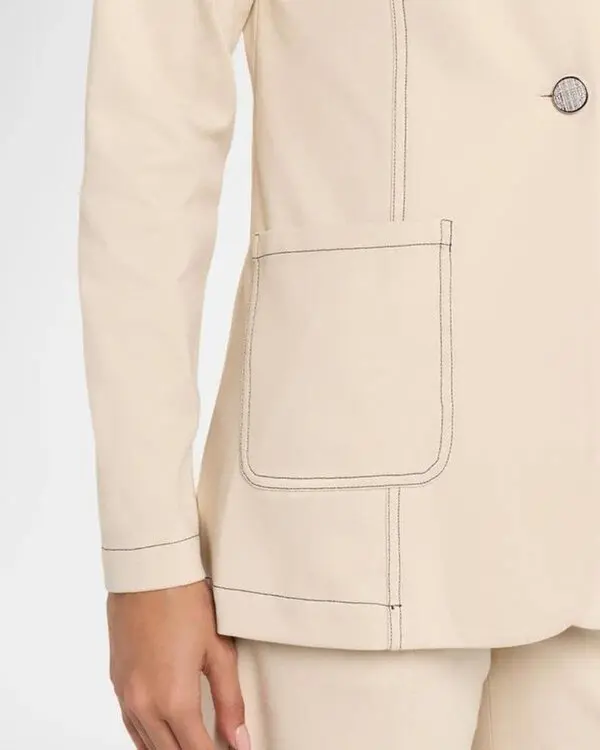 Misook Single-button Ponte Blazer - Biscotti/b
