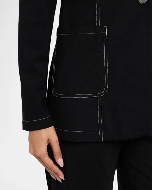 Misook Single-button Ponte Blazer - Black/whit