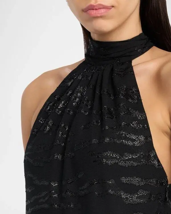 Ramy Brook Nari Shimmer Handkerchief Halter Mini Dress