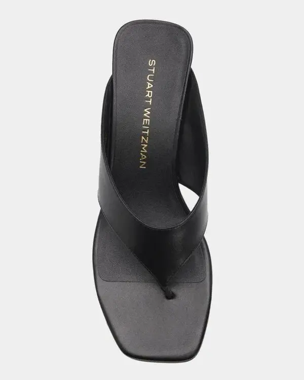 STUART WEITZMAN 50mm Vinnie Leather Thong Sandals - Black