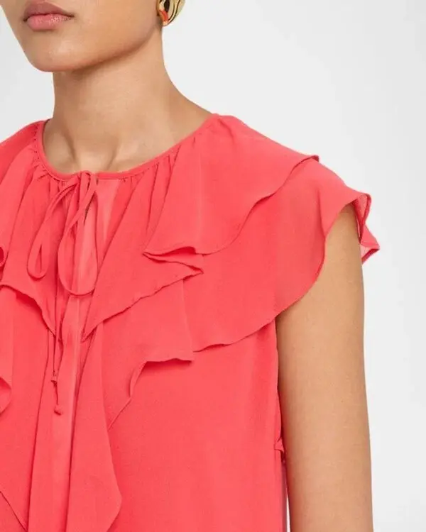 Kobi Halperin Maren V-neck Sleeveless Ruffle Blouse