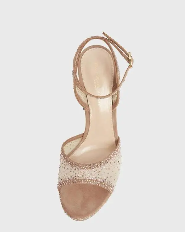 GIANVITO ROSSI Strass Organza Ankle-strap Platform Sandals