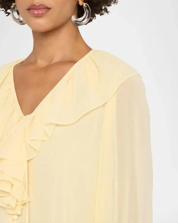 Kobi Halperin Joslyn Ruffle Chiffon Blouse - Chamomile