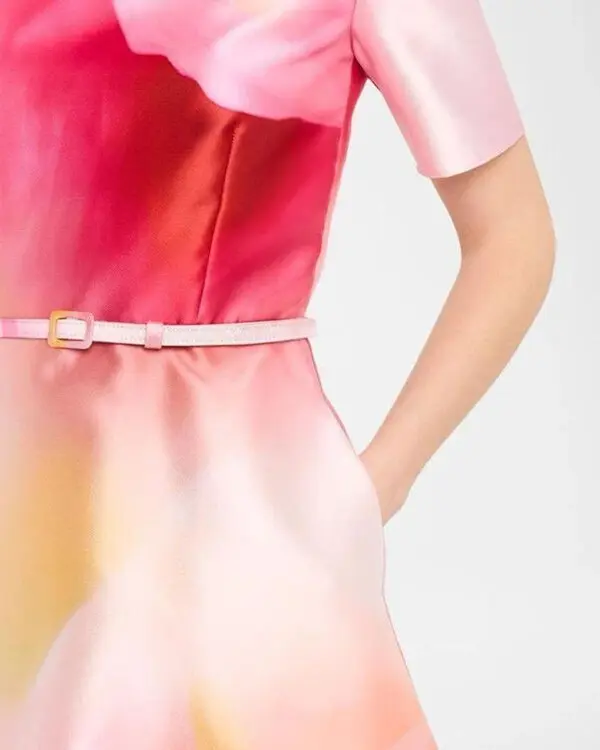 Prabal Gurung Floral-print Twill Belted Short-sleeve Dress