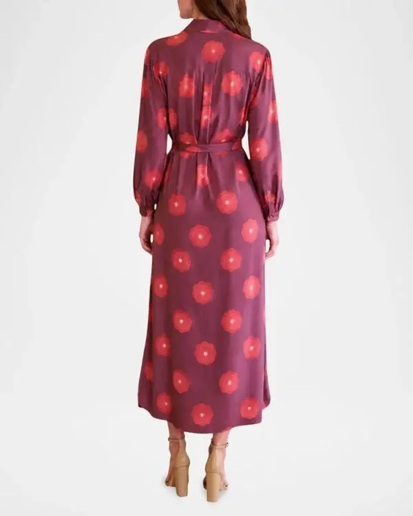 Finley Harlowe Floral Medallion-print Midi Shirtdress - Wine/red