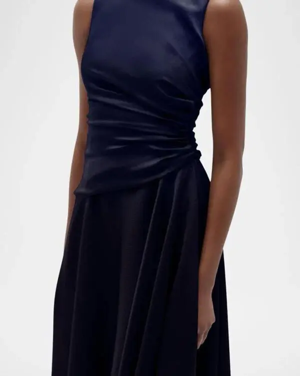 Amsale Asymmetric Sleeveless Midi Dress