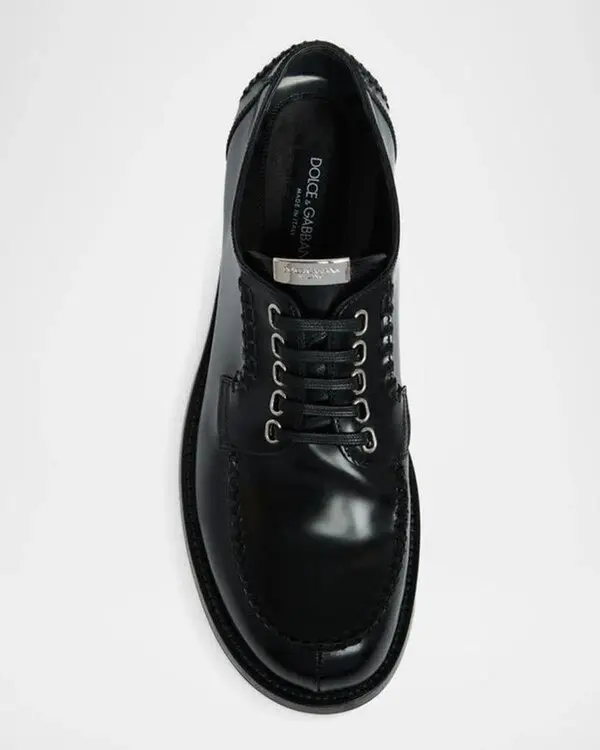 Dolce & Gabbana Apos;s Calfskin Logo Plaque Derby Shoes