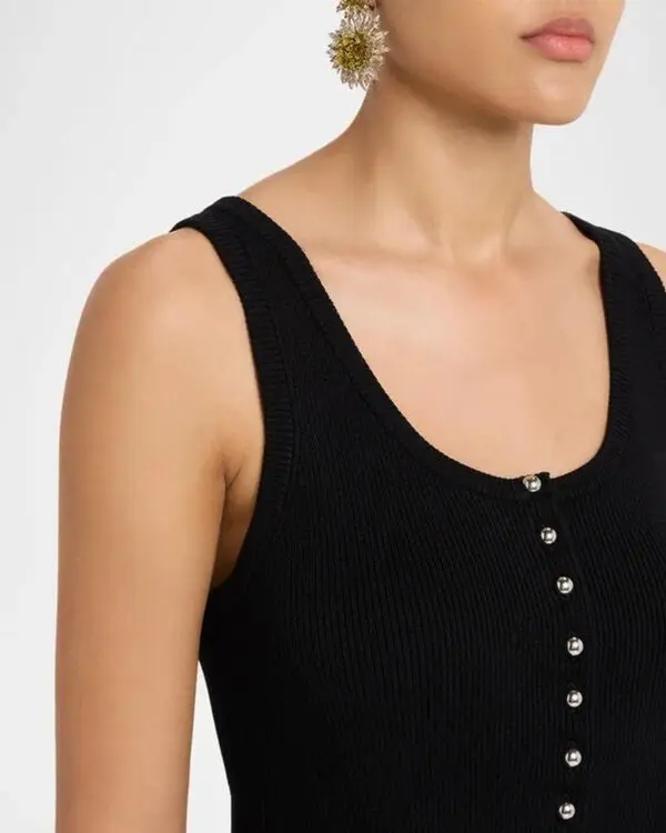 TOCCIN Eden Ribbed Peplum Tank Top - Jet