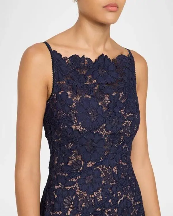 SELF-PORTRAIT Spiral Lace Mermaid Midi Dress