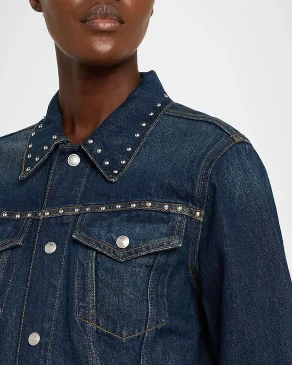 RE/DONE Studded Baby Trucker Jacket - Barely Worn
