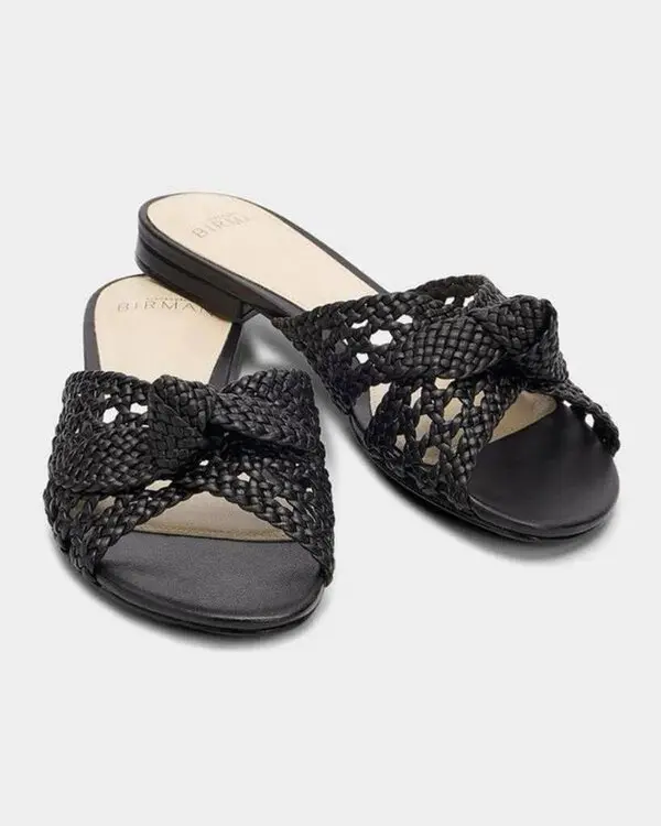 ALEXANDRE BIRMAN Belinda Woven Leather Flat Slide Sandals