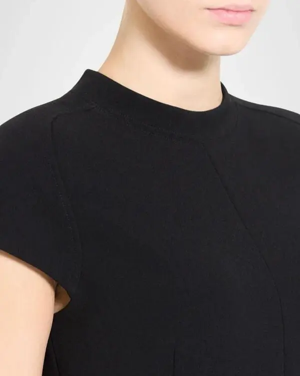 Theory Cap-sleeve Mock Turtleneck Mini Dress - Black - 00