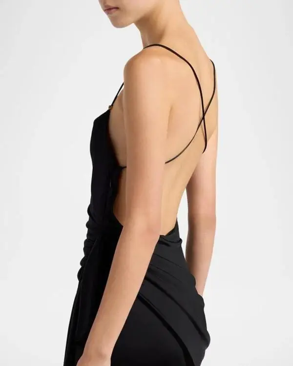 Versace Draped Open-back Gown