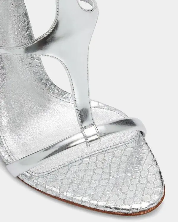ALEXANDRE BIRMAN 100mm Boonie Metallic Leather Wedge Sandals