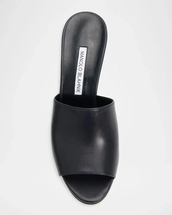 Manolo Blahnik 70mm Rapallabar Open-toe Leather Mules